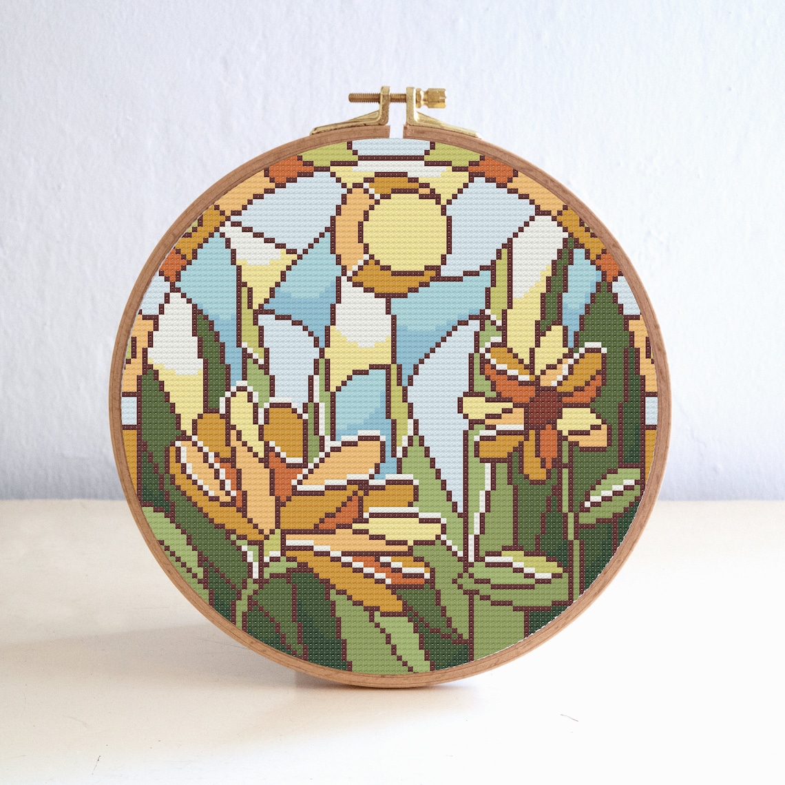 Stained Glass Cross Stitch Pattern Set , Flowers Cross Stitch Pattern ...