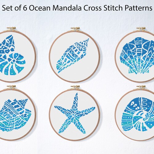 Colorful Sea Shell Cross Stitch Pattern Set Beach Starfish - Etsy