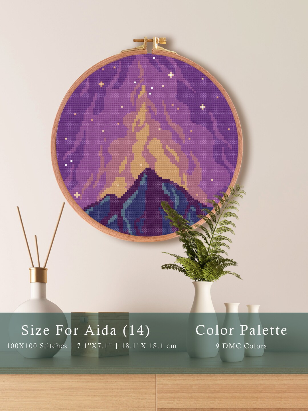 Mountain Cross Stitch Pattern, Nature Landscape Cross Stitch Pattern ...