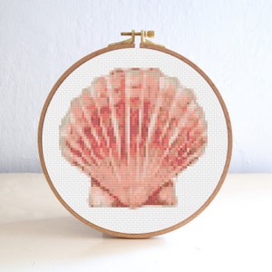 Colorful Sea Shell Cross Stitch Pattern Set , Beach Starfish Cross ...