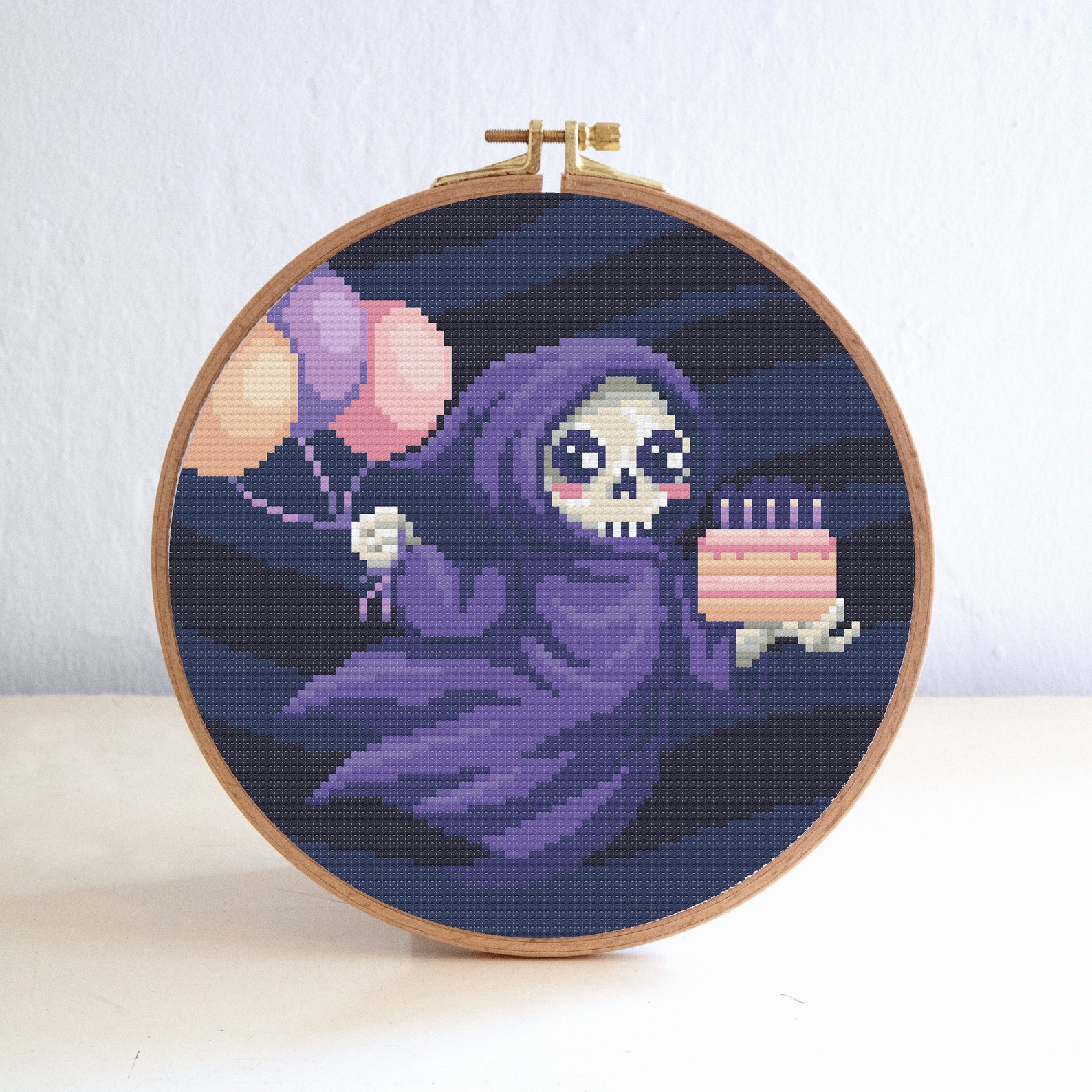 Grim Reaper Funny Cross Stitch Pattern Set Cute Halloween Cross Stitch ...