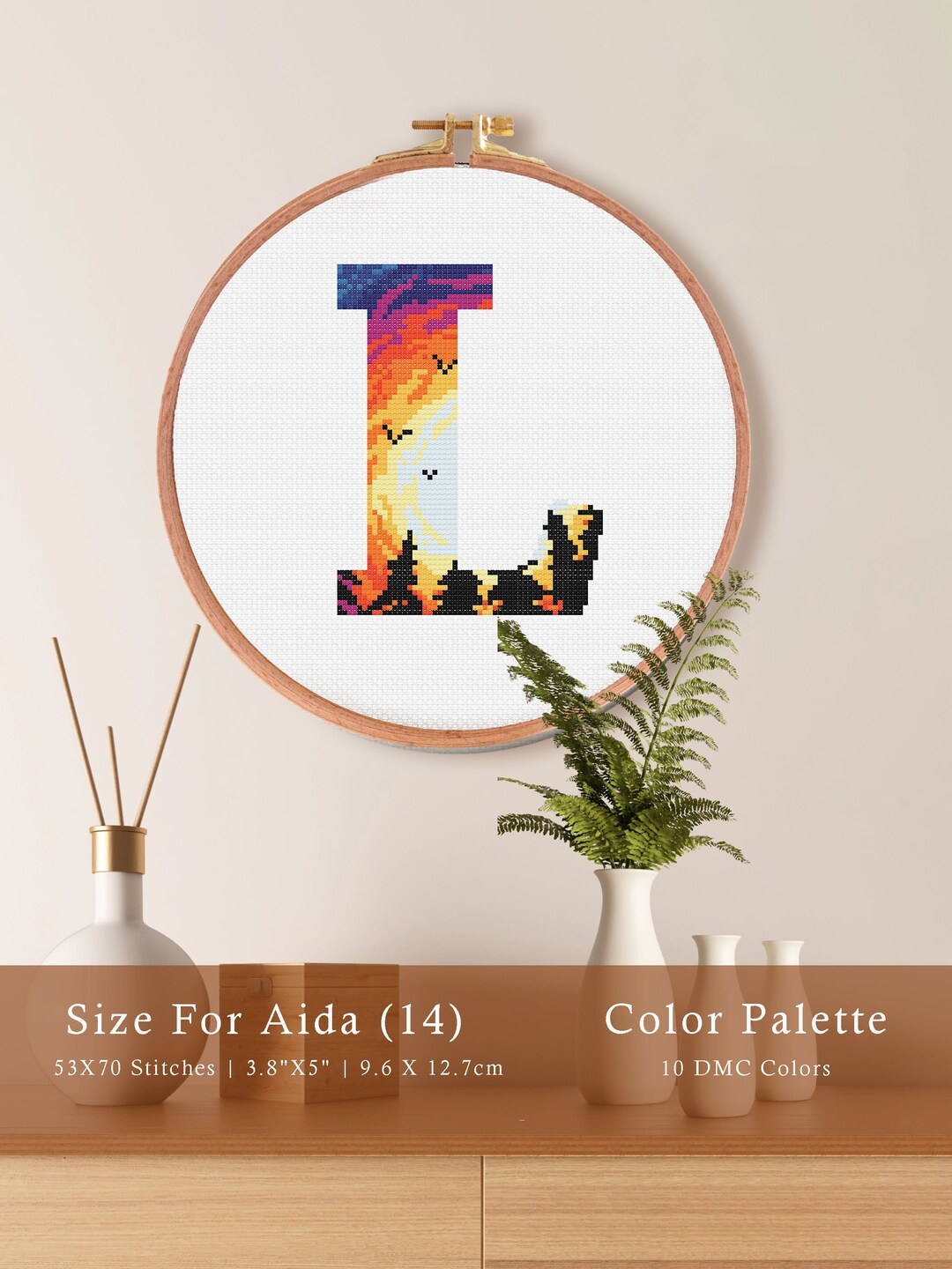 L Monogram Cross Stitch Pattern , Alphabet Initial Letter Cross Stitch ...