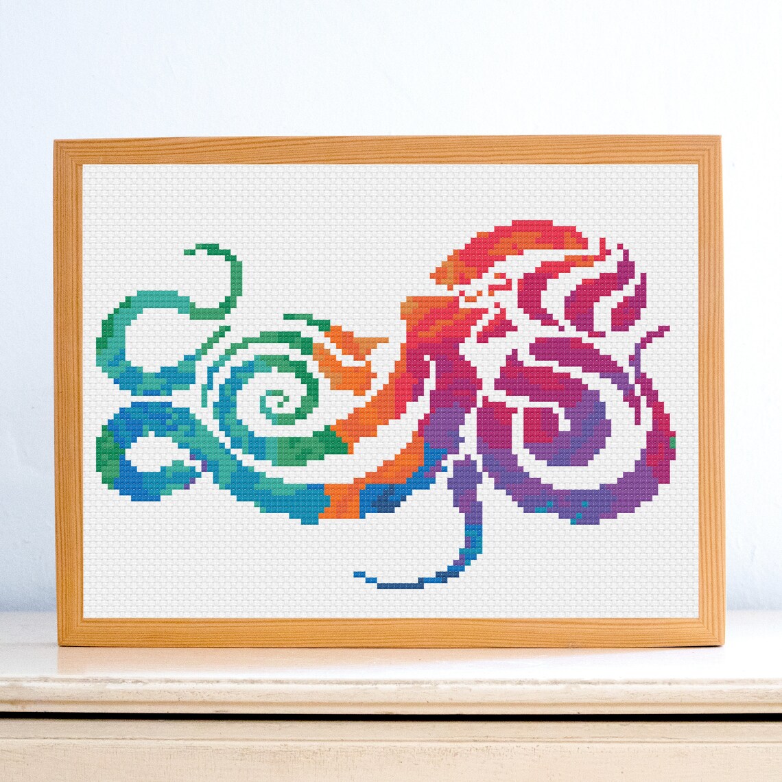 Watercolor Octopus Cross Stitch Pattern, Ocean Nursery Embroidery ...