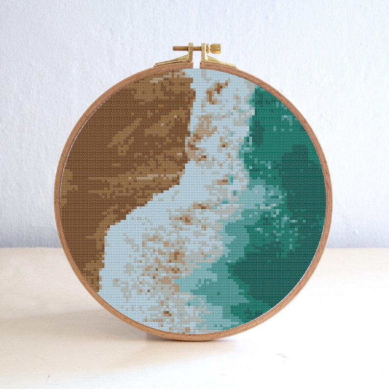 Realistic Ocean Cross Stitch Pattern Set Beach Waves Pattern - Etsy