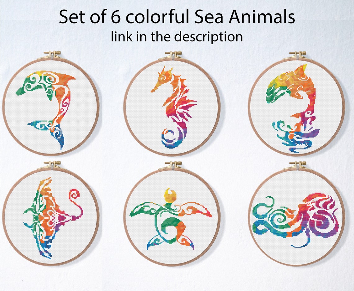 Turtle Silhouette Cross Stitch Pattern Watercolor Cross | Etsy