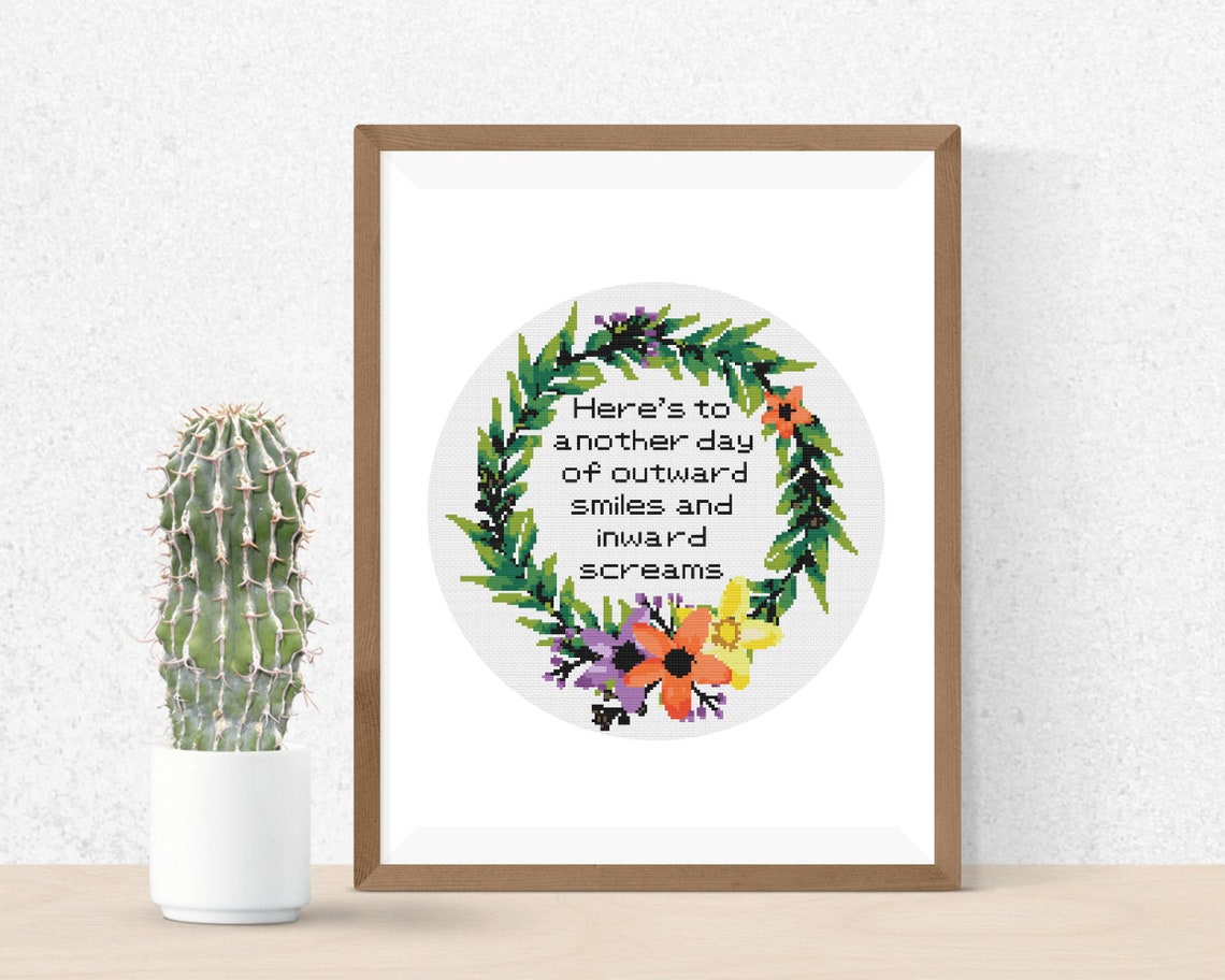 Here's to Another Day , Work Quotes Cross Stitch Pattern , Funny ...