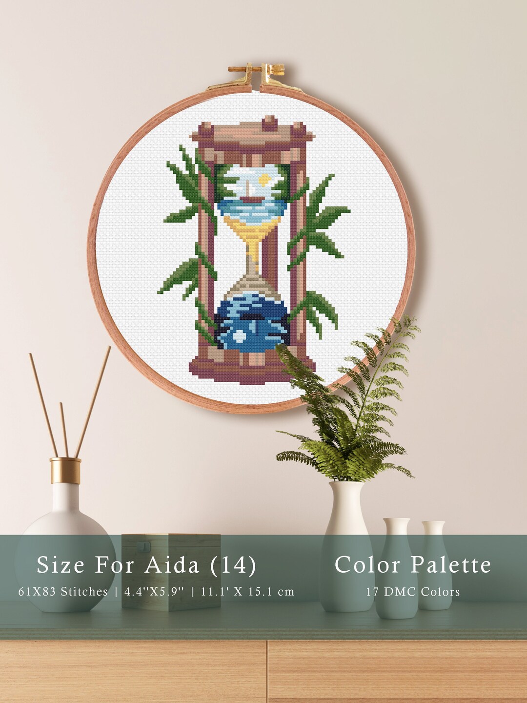 Boats Hourglass Cross Stitch Pattern, Ocean Cross Stitch Pattern , Sand ...