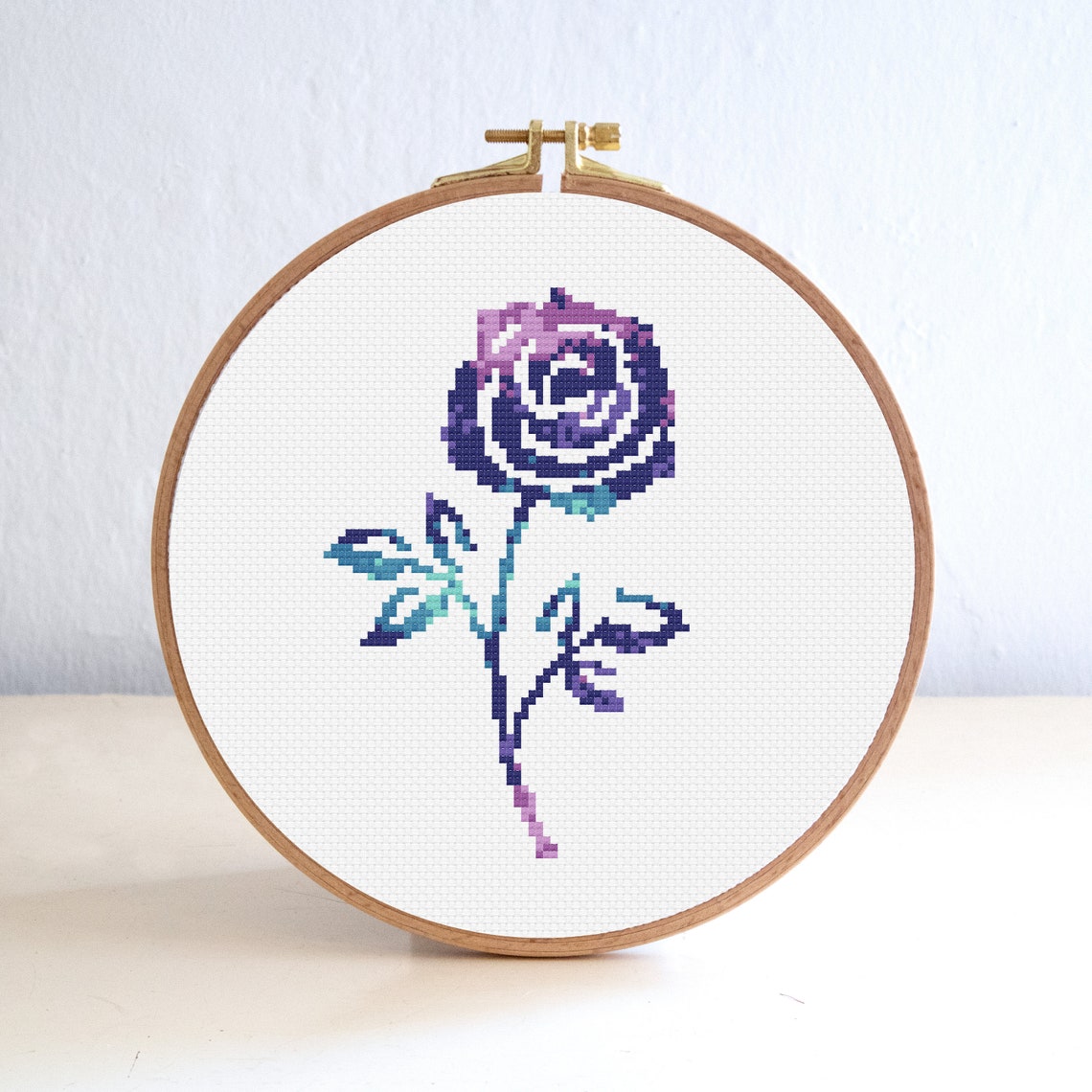 Small Roses Silhouette Cross Stitch Pattern Set Galaxy Cross | Etsy