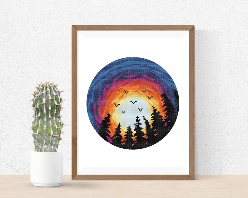 Nature Cross Stitch Pattern Set Easy Trees Landscape - Etsy