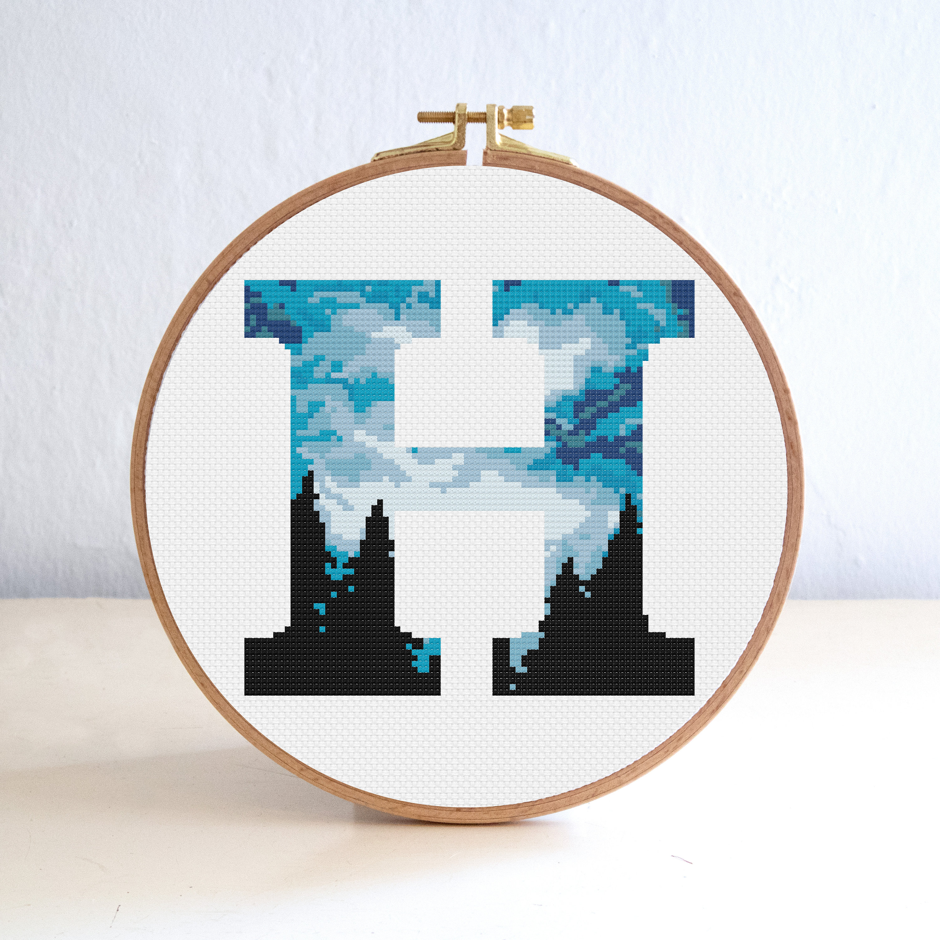 H Monogram Cross Stitch Pattern , Alphabet Initial Letter Cross Stitch ...
