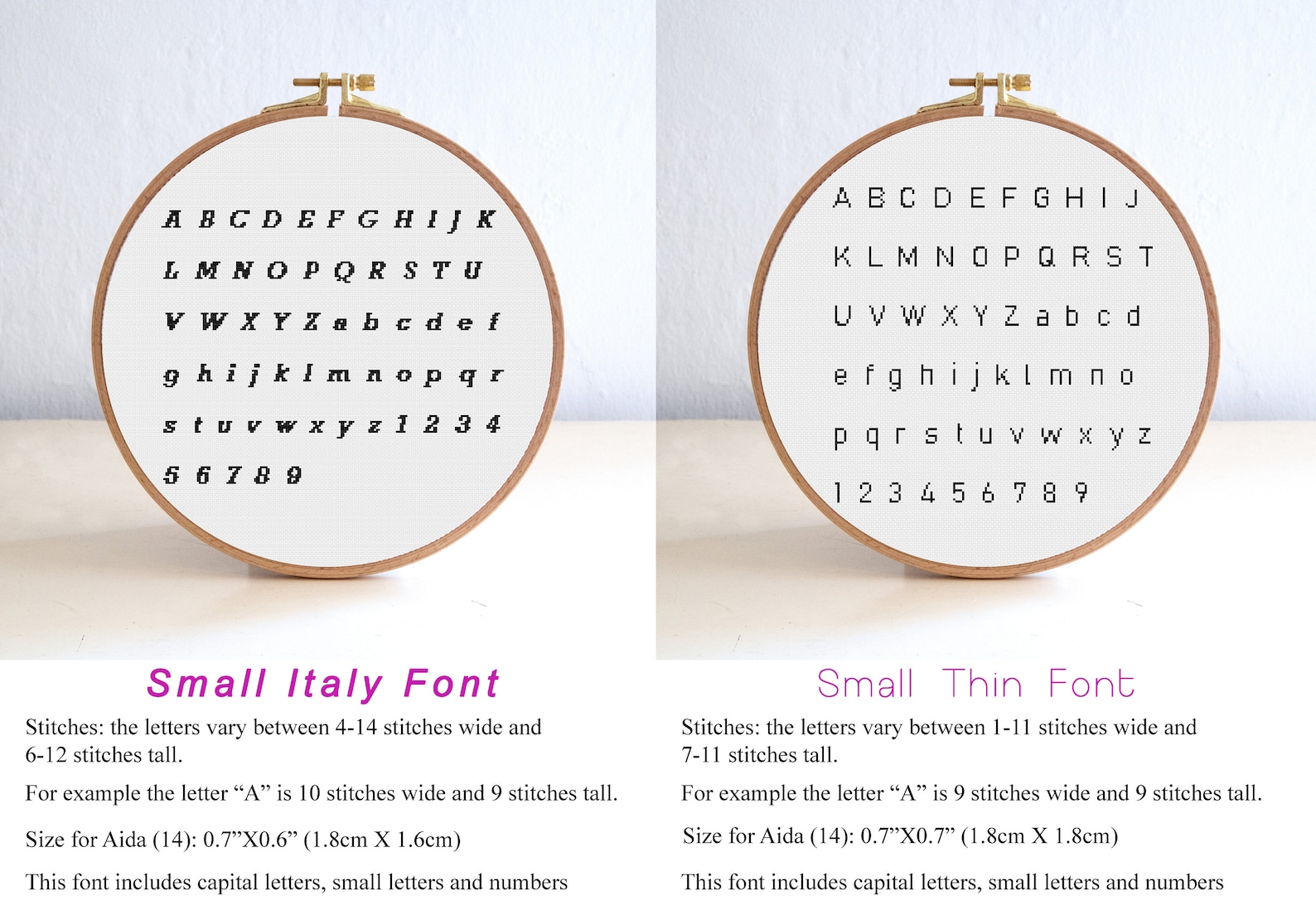 Set of 10 Cross Stitch Fonts Pattern Small Fonts Embroidery - Etsy