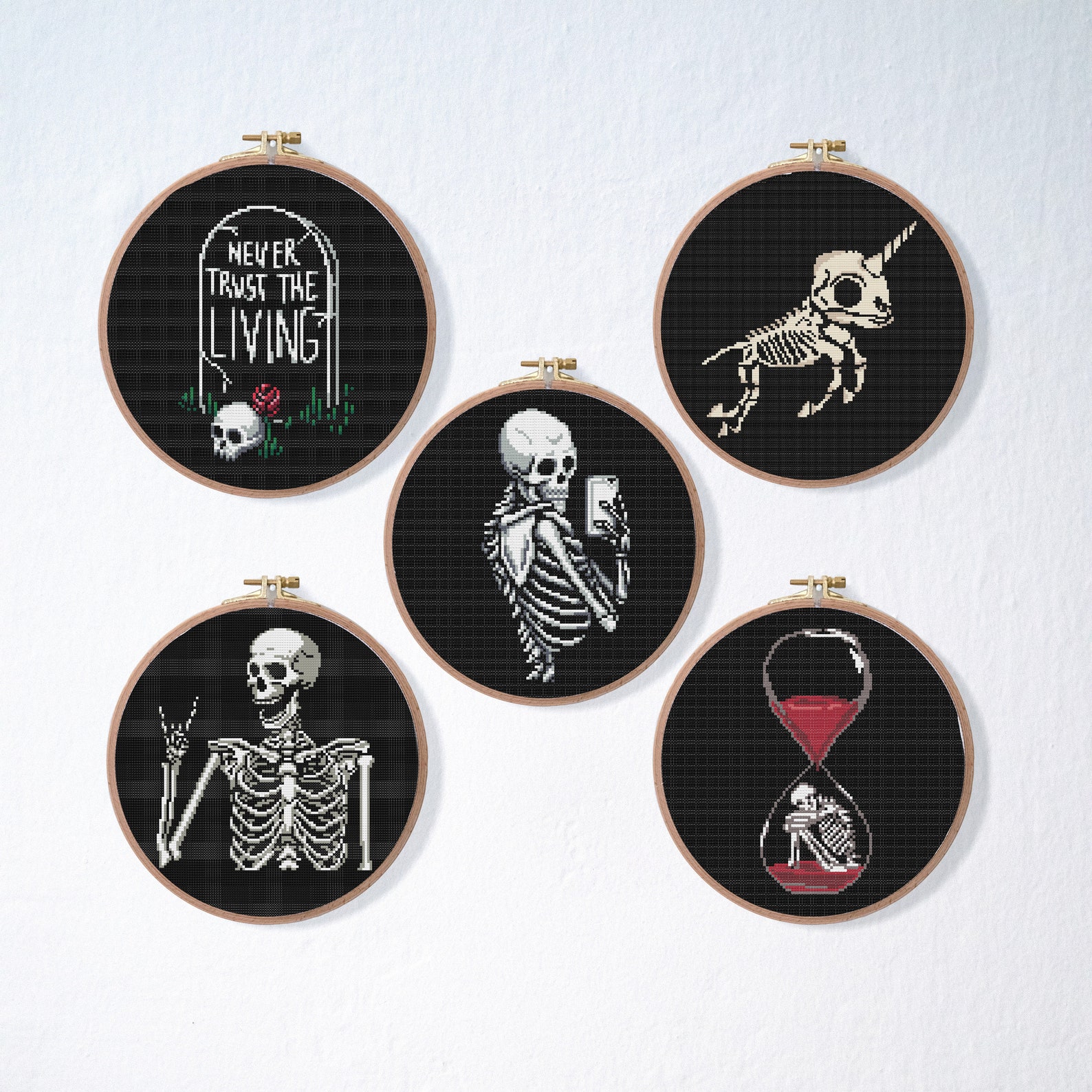 Funny Skeleton Cross Stitch Pattern Set Skull Goth Cross - Etsy
