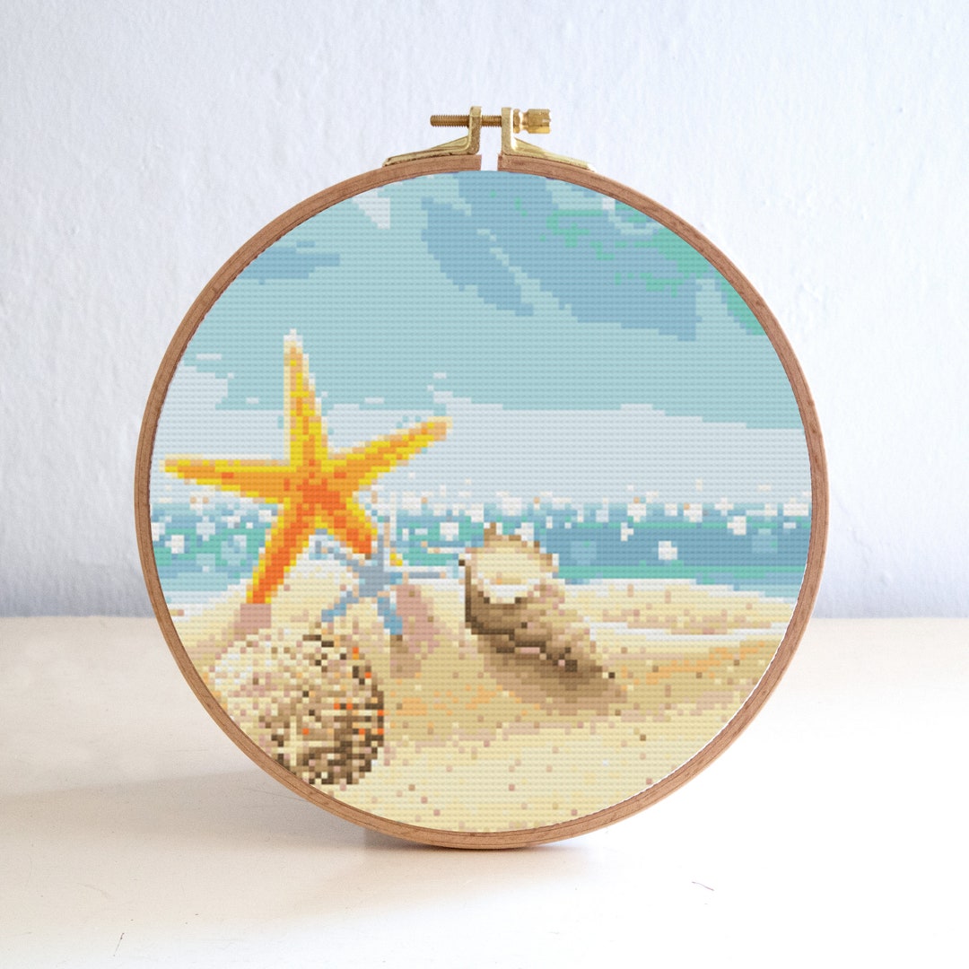 Sea Star Cross Stitch Pattern | Beach Ocean Pattern | Roud Embroidery ...