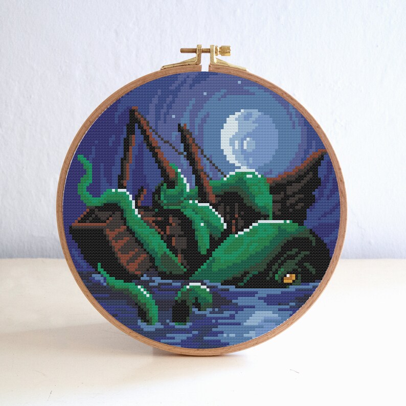 Octopus Kraken Cross Stitch Pattern , Beach Ocean Cross Stitch Pattern ...