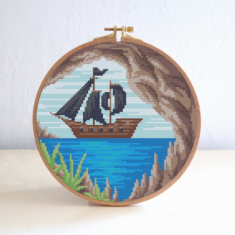 Pirate Ships Cross Stitch Pattern Set , Kraken Cross Stitch Pattern ...