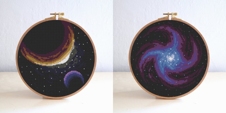 10 Galaxy Cross Stitch Pattern Set Space Vortex Cross Stitch - Etsy