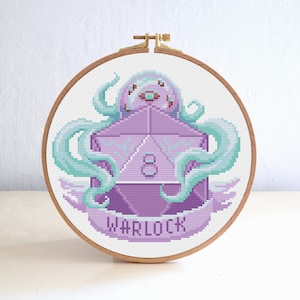 14 DND Dice Classes Cross Stitch Pattern Set , Game RPG Cross Stitch Bundle , Wizard Sorcerer ...
