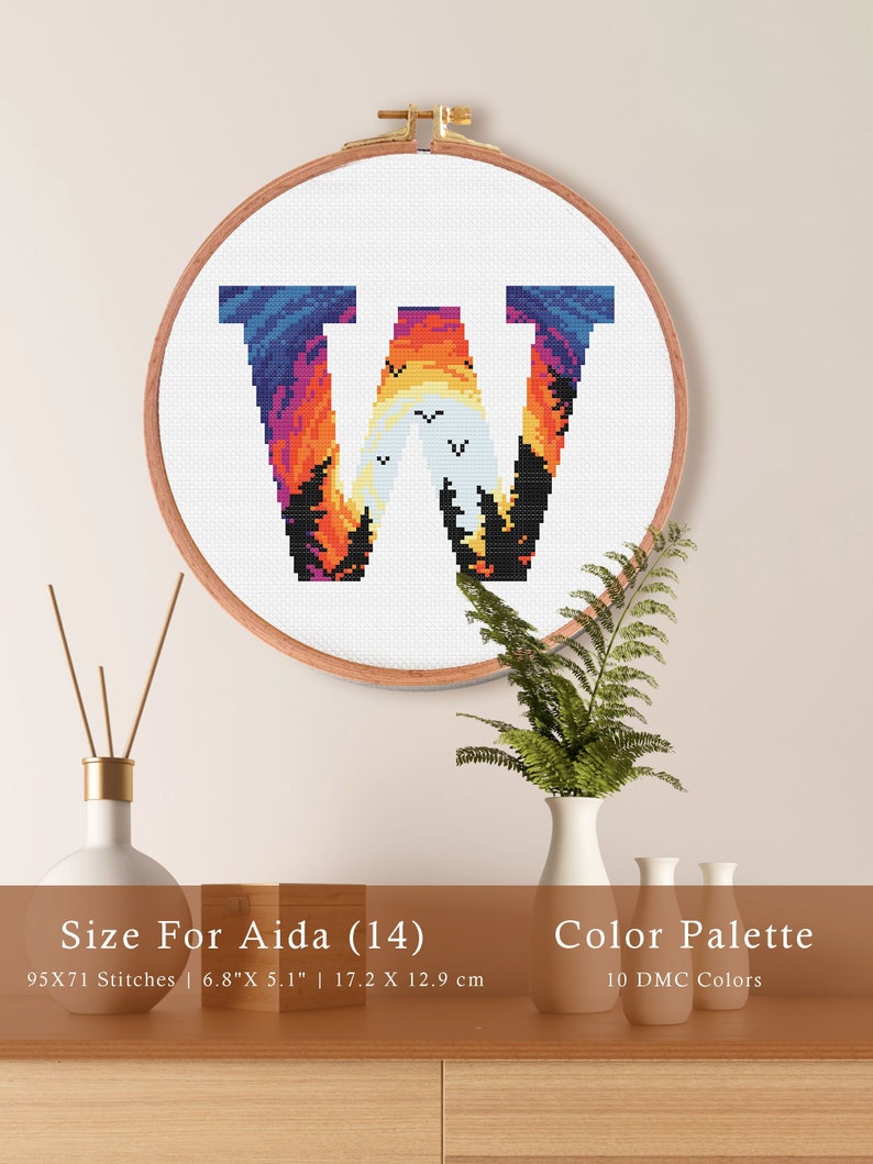 W Monogram Cross Stitch Pattern Alphabet Initial Letter - Etsy Canada