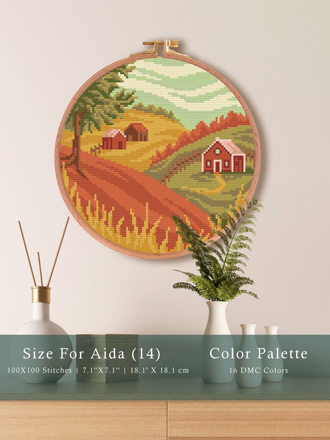 Farm Cross Stitch Pattern, Nature Cross Stitch Pattern , Landscape Easy ...