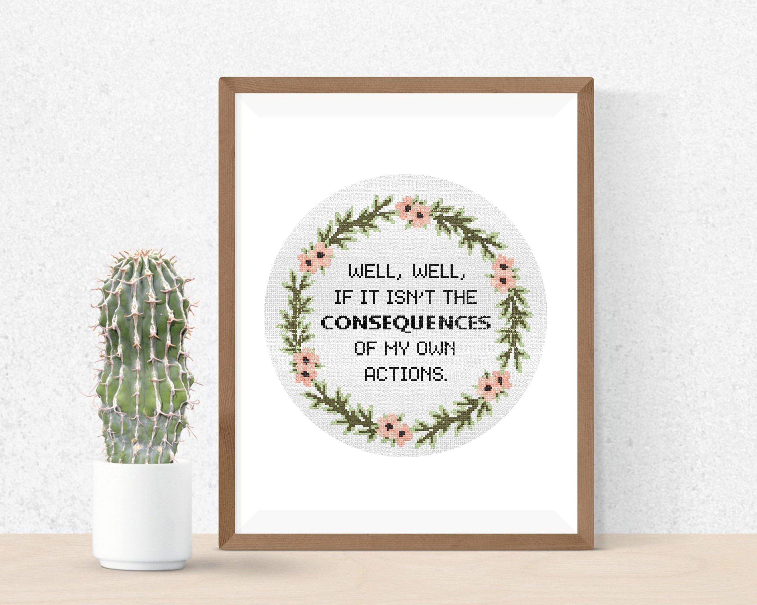 Consequences of My Own Actions Sarcastic Work Quotes Cross - Etsy