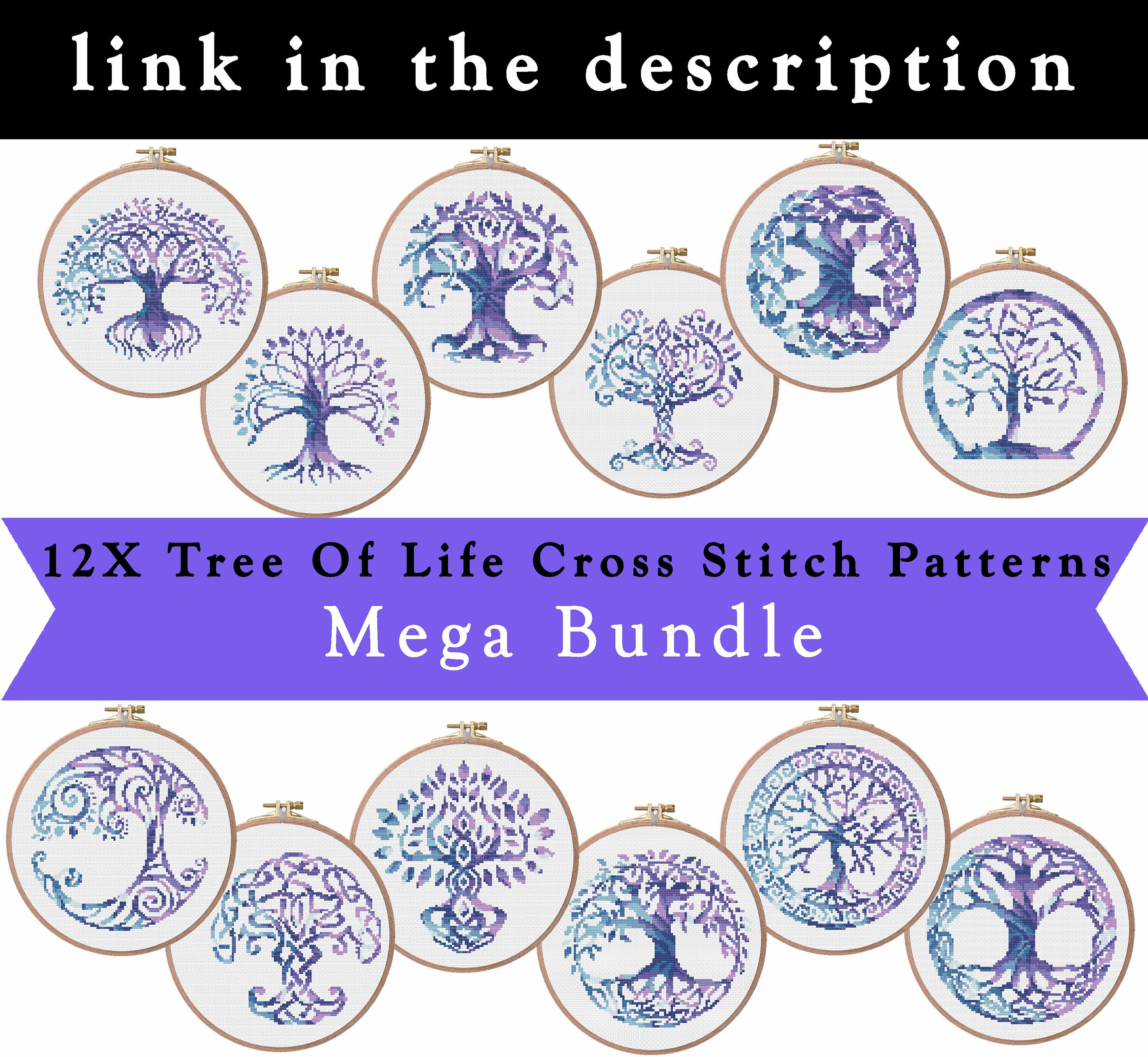 Celtic Tree of Life Cross Stitch Pattern , Watercolor Cross Stitch ...