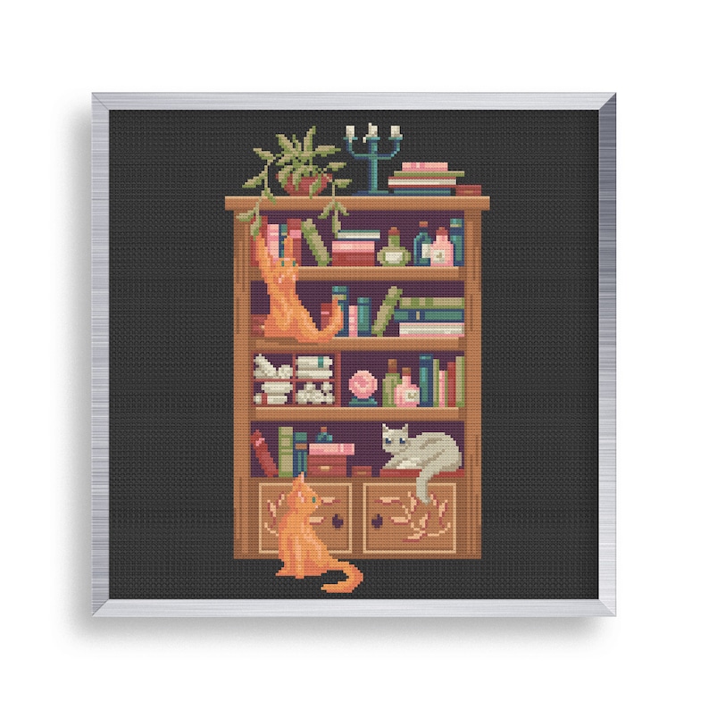 Cat Library Cross Stitch Pattern Magic Cross Stitch Pattern | Etsy