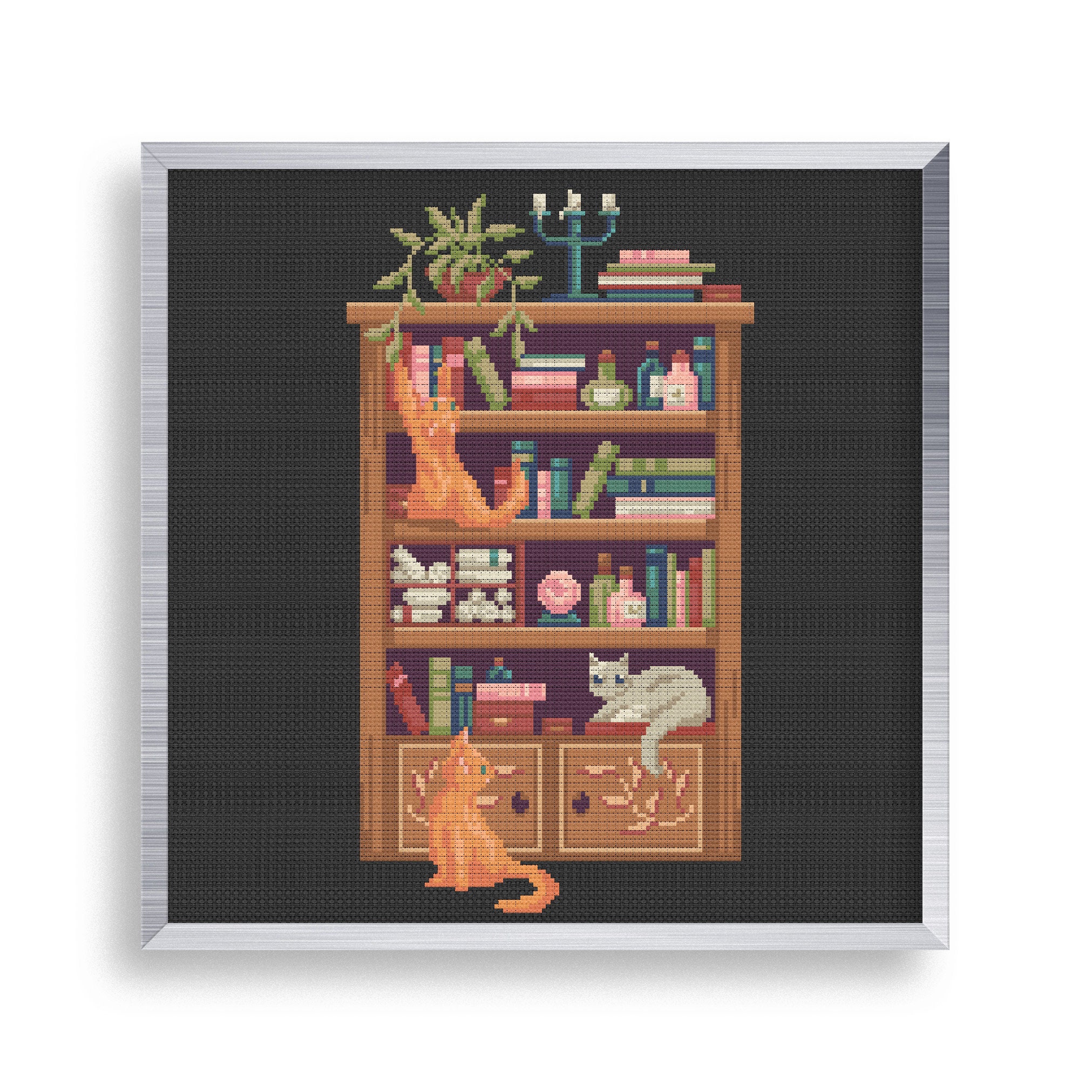 Cat Library Cross Stitch Pattern Magic Cross Stitch Pattern | Etsy
