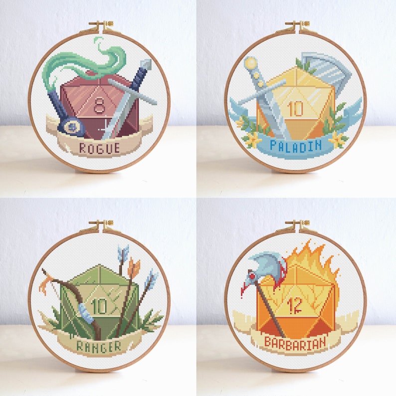 14 DND Dice Classes Cross Stitch Pattern Set Game RPG Cross - Etsy