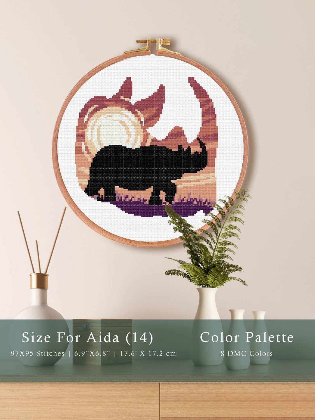 Rhino Within a Rhino Cross Stitch Pattern, Animal Silhouette Cross ...