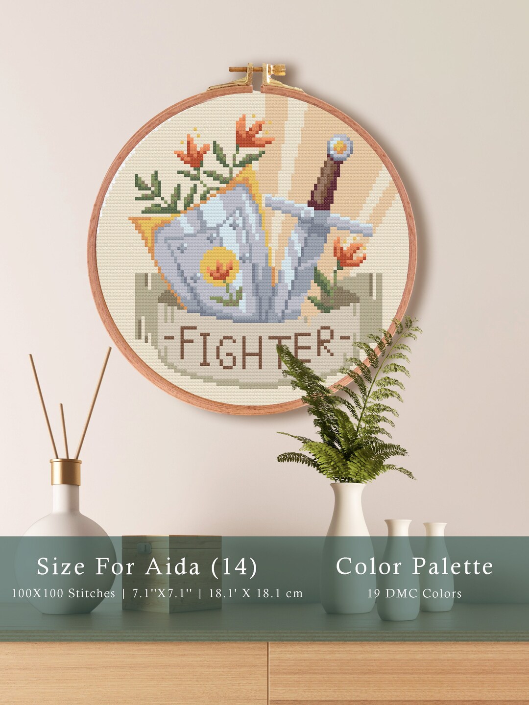 Fighter Class Cross Stitch Pattern , Game RPG Cross Stitch , Dnd Cross ...