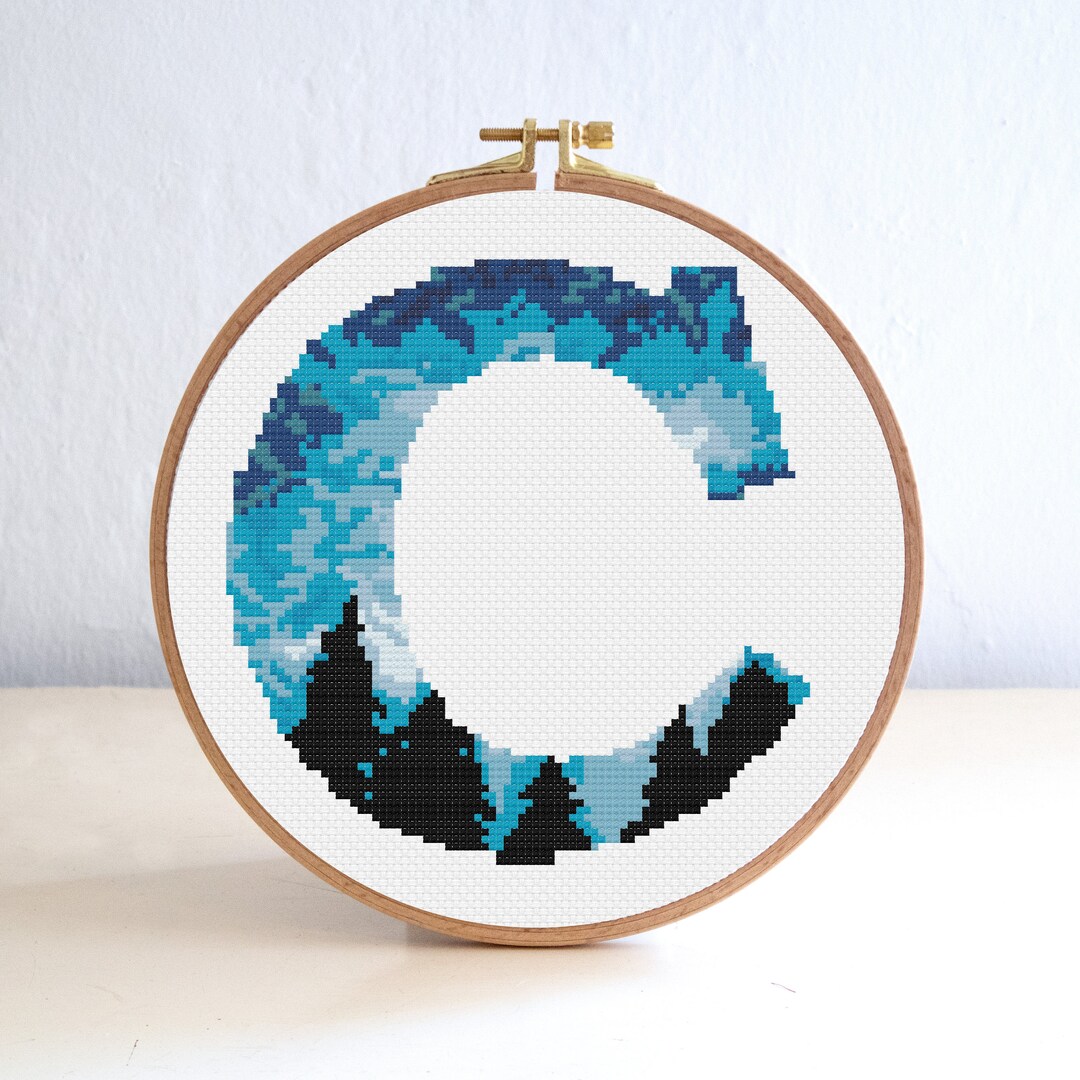 C Monogram Cross Stitch Pattern , Alphabet Initial Letter Cross Stitch ...