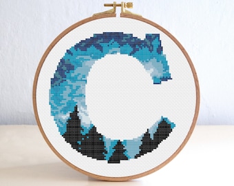 C Monogram Cross Stitch Pattern Alphabet Initial Letter | Etsy