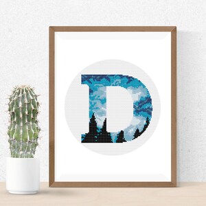 D Monogram Cross Stitch Pattern , Alphabet Initial Letter Cross Stitch ...