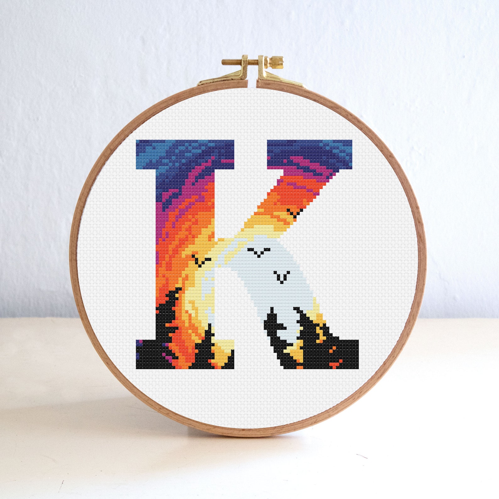 K Monogram Cross Stitch Pattern Alphabet initial Letter | Etsy