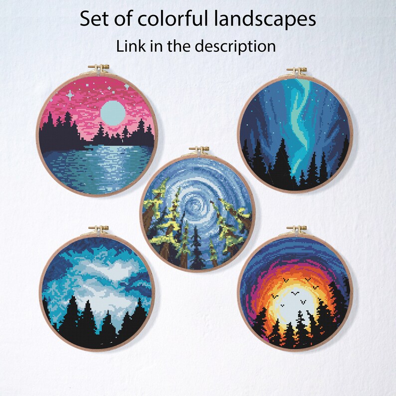 Mountain Cross Stitch Pattern Easy Trees Landscape Nature | Etsy