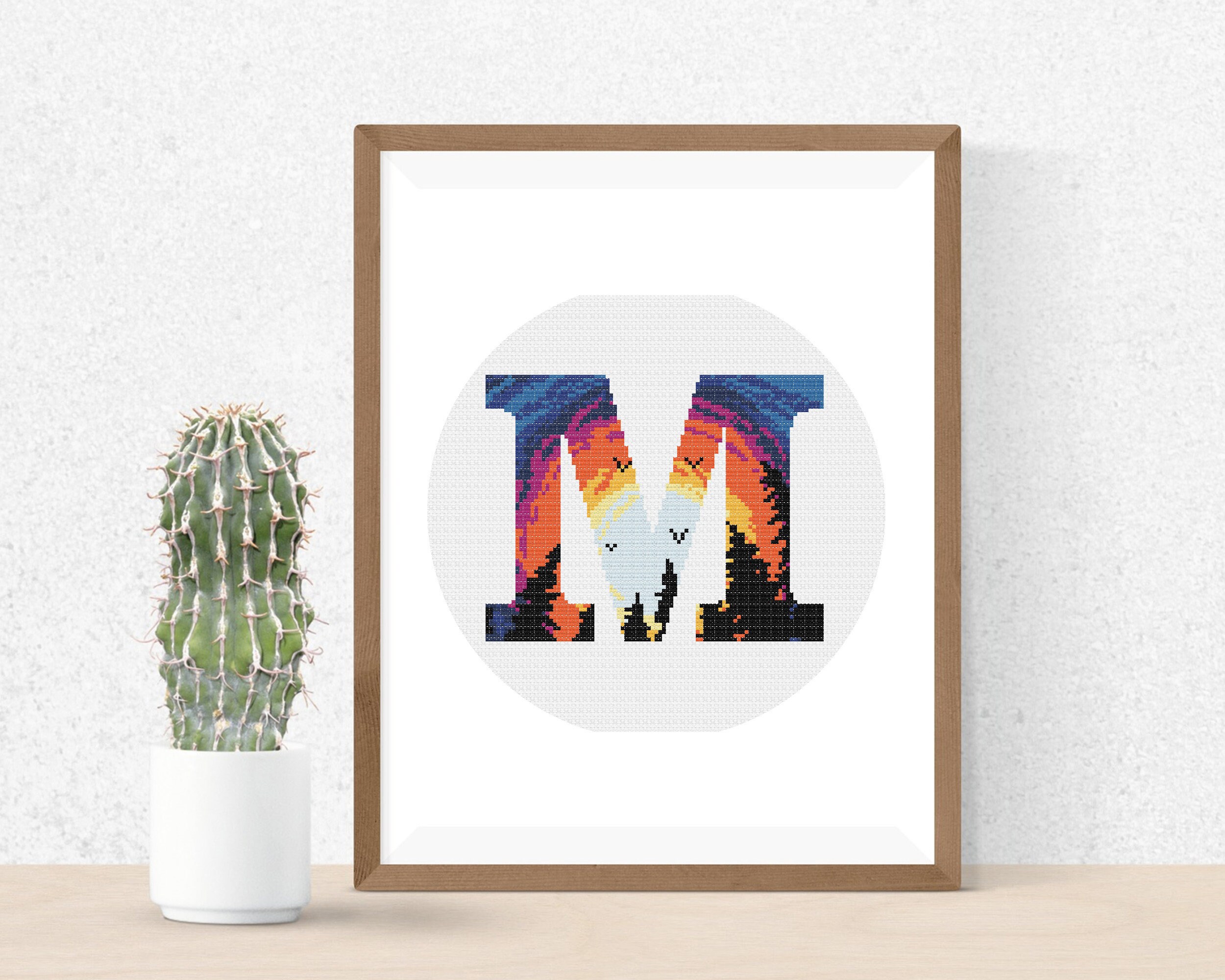 M Monogram Cross Stitch Pattern Alphabet Initial Letter - Etsy