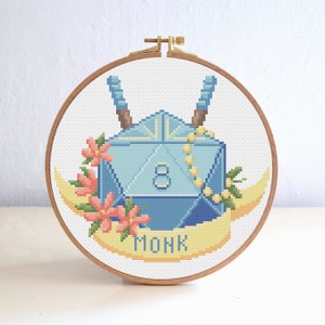 14 DND Dice Classes Cross Stitch Pattern Set , Game RPG Cross Stitch Bundle , Wizard Sorcerer ...