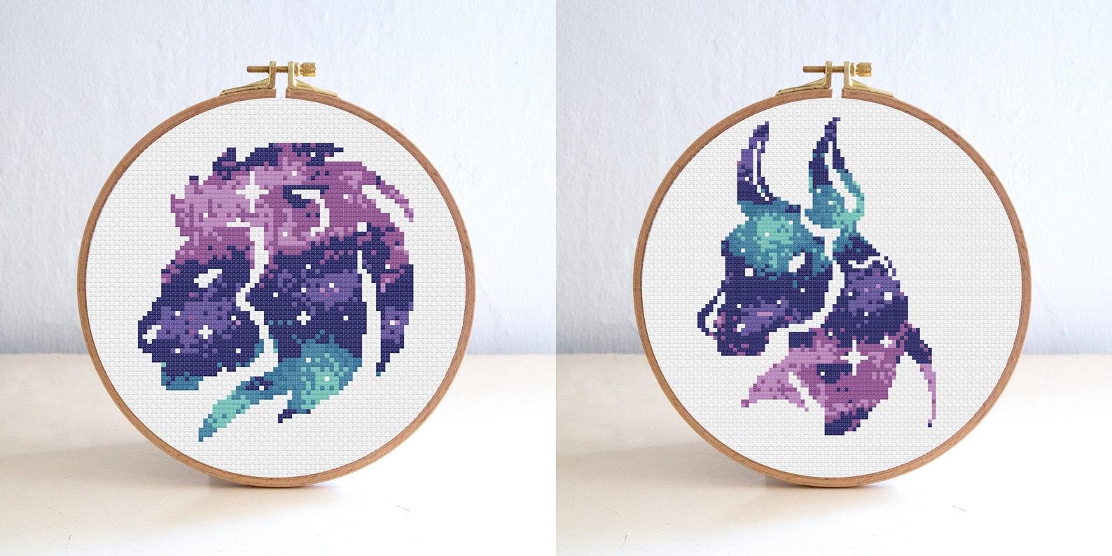 Zodiac Sign Silhouette Cross Stitch Pattern Set Astrology | Etsy