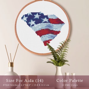 50 USA State Cross Stitch Pattern Set , United States Flag Cross Stitch ...