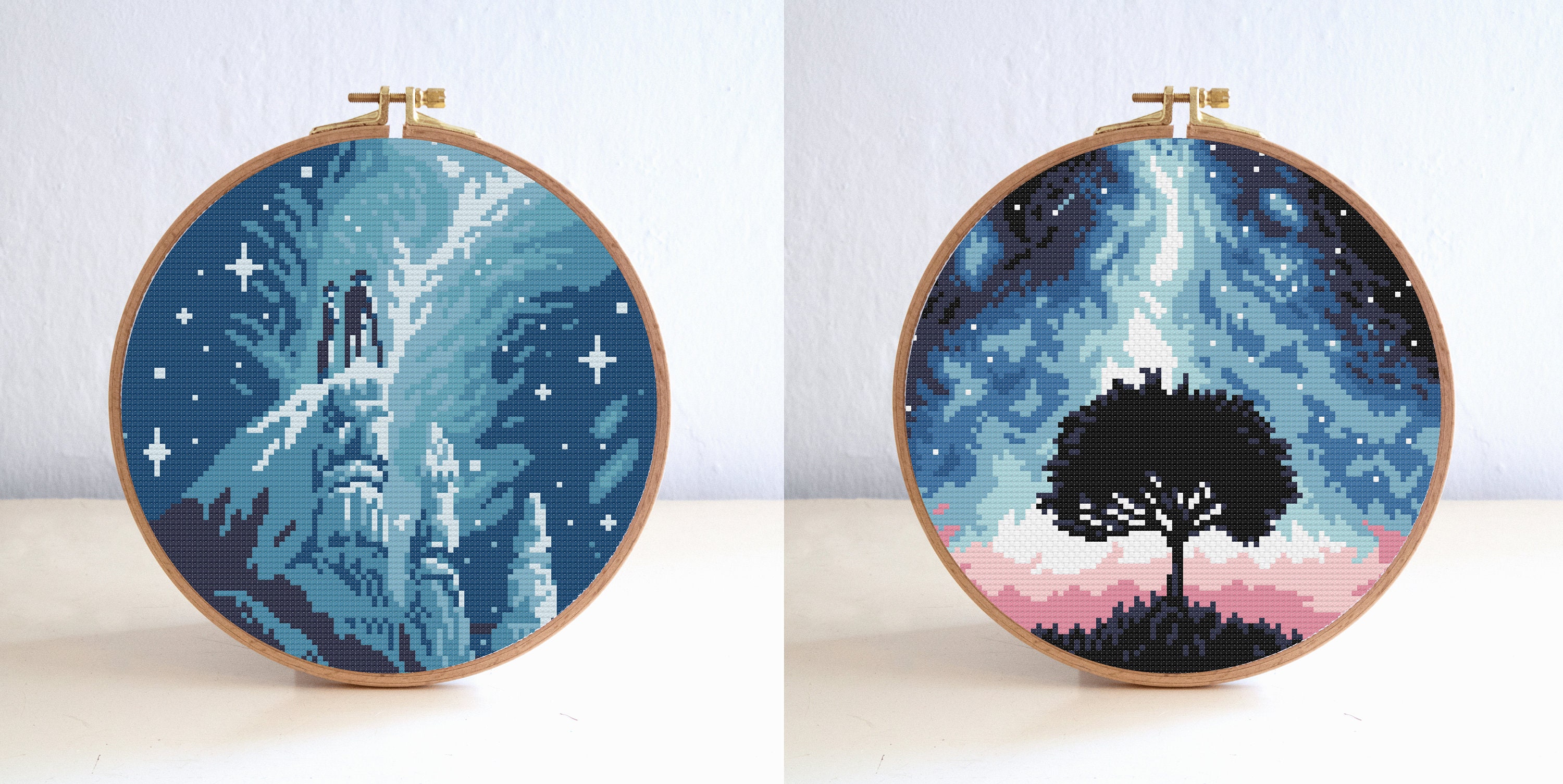 10 Nature Cross Stitch Pattern Set Easy Trees Landscape - Etsy Canada