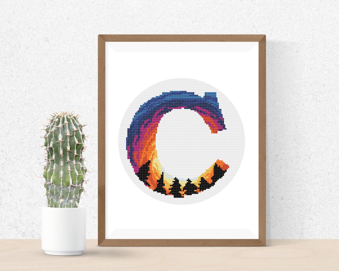 C Monogram Cross Stitch Pattern , Alphabet Initial Letter Cross Stitch ...