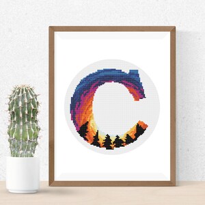 C Monogram Cross Stitch Pattern , Alphabet Initial Letter Cross Stitch ...