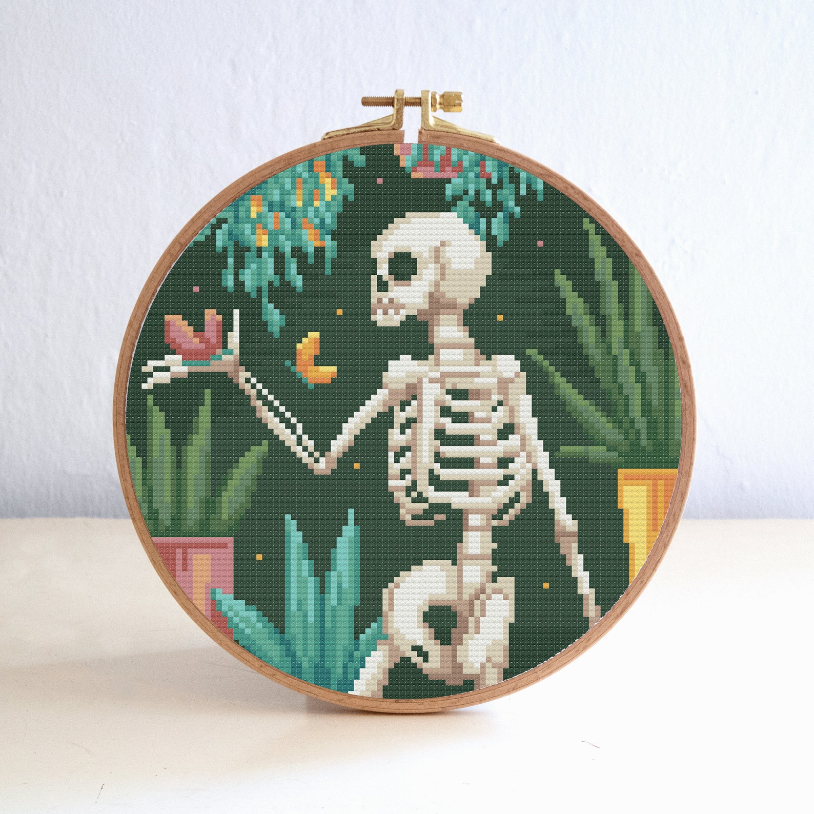 Skeletons With Plants Cross Stitch Pattern Set Gothic Flower - Etsy