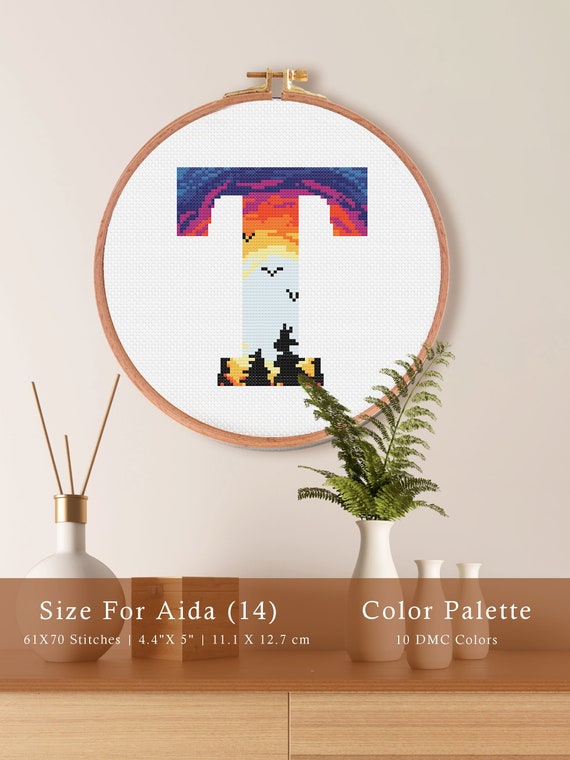 T Monogram Cross Stitch Pattern Alphabet initial Letter | Etsy