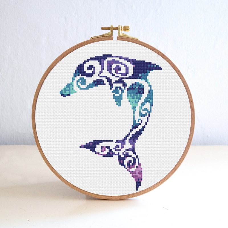 Dolphin Cross Stitch - Etsy