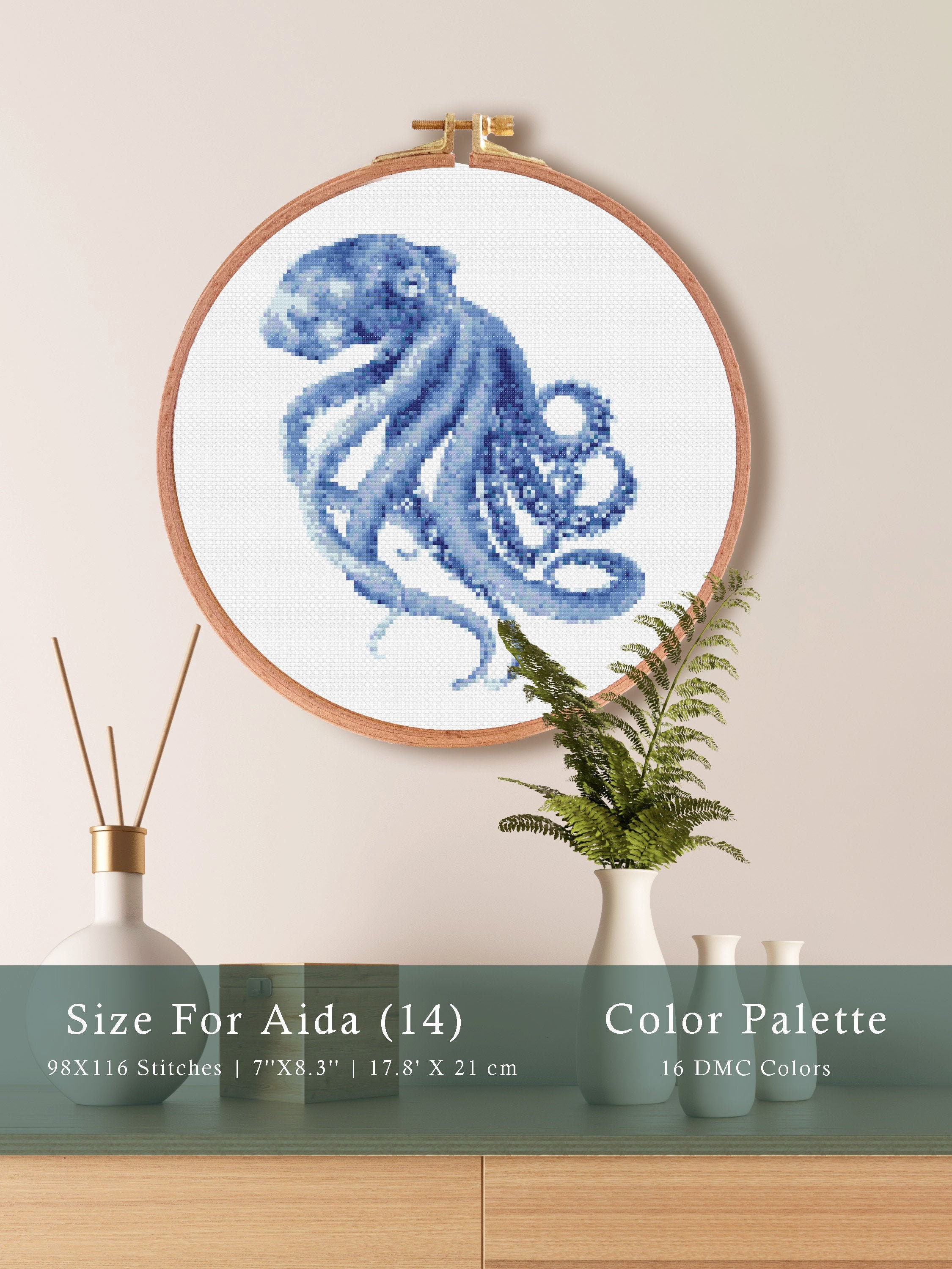 Octopus Cross Stitch Pattern Beach Ocean Cross Stitch - Etsy