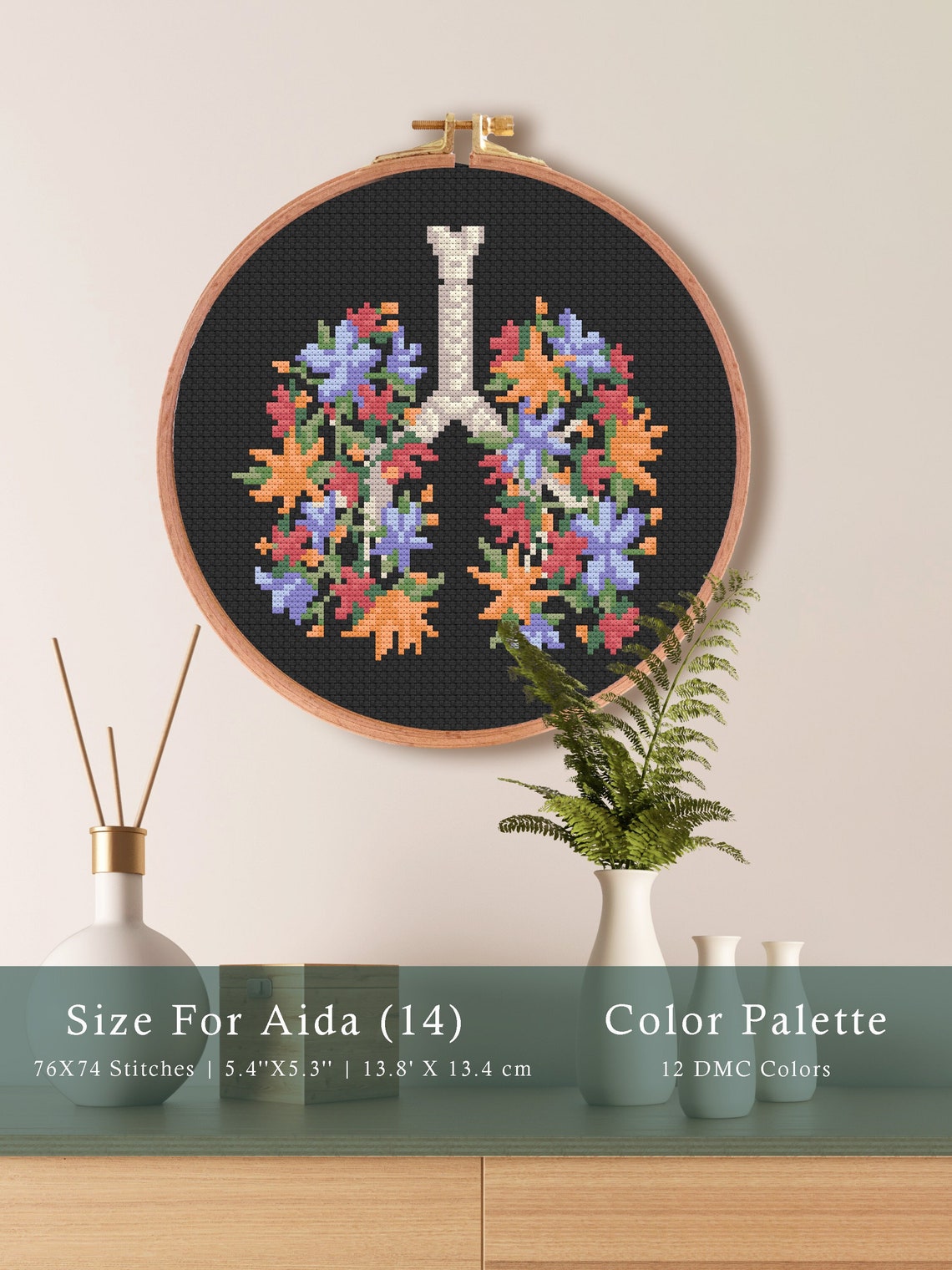 Anatomy Cross Stitch Pattern | Body Parts Cross Stitch Pattern | Lungs ...