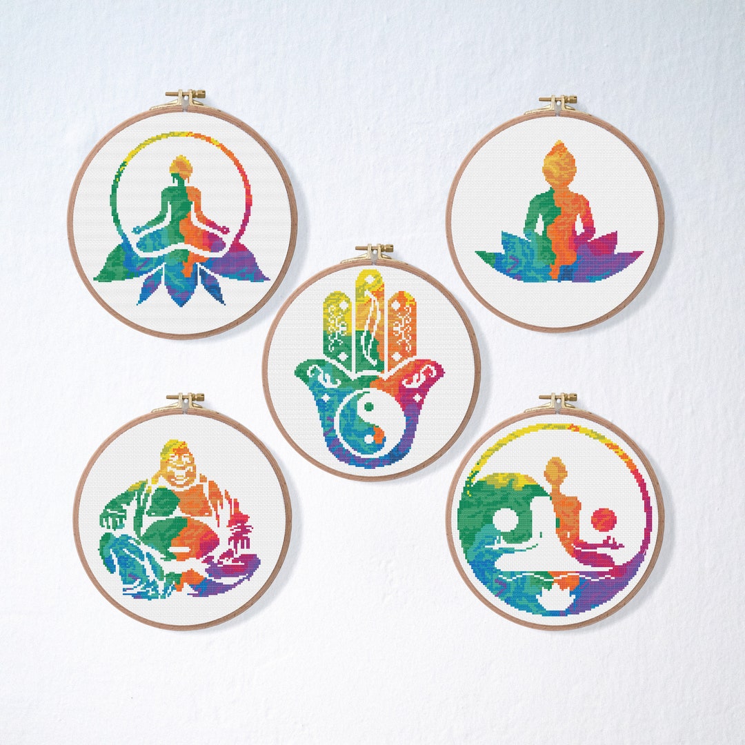 Mandala Cross Stitch Pattern Set , Buddha Cross Stitch Silhouette Pack ...