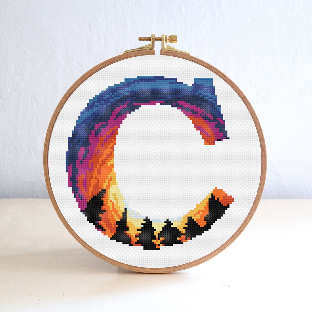 C Monogram Cross Stitch Pattern , Alphabet Initial Letter Cross Stitch ...