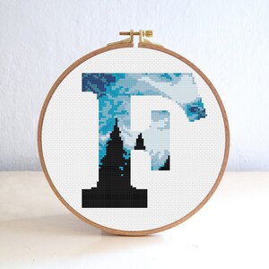 F Monogram Cross Stitch Pattern , Alphabet Initial Letter Cross Stitch ...